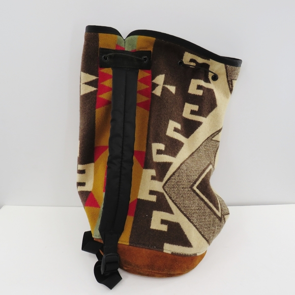 Pendleton | Bags | Vintage Pendleton Boho Southwestern Wool Suede Red Brown Rucksack Sling Bag ...